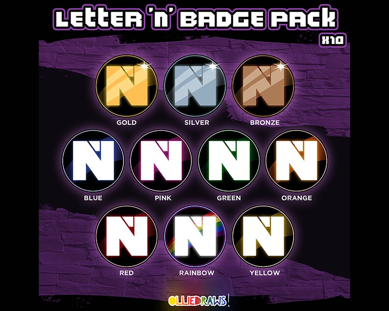 Alphabet Logo/badge/emote Pack for Streamers and Subscribers Letter N ...