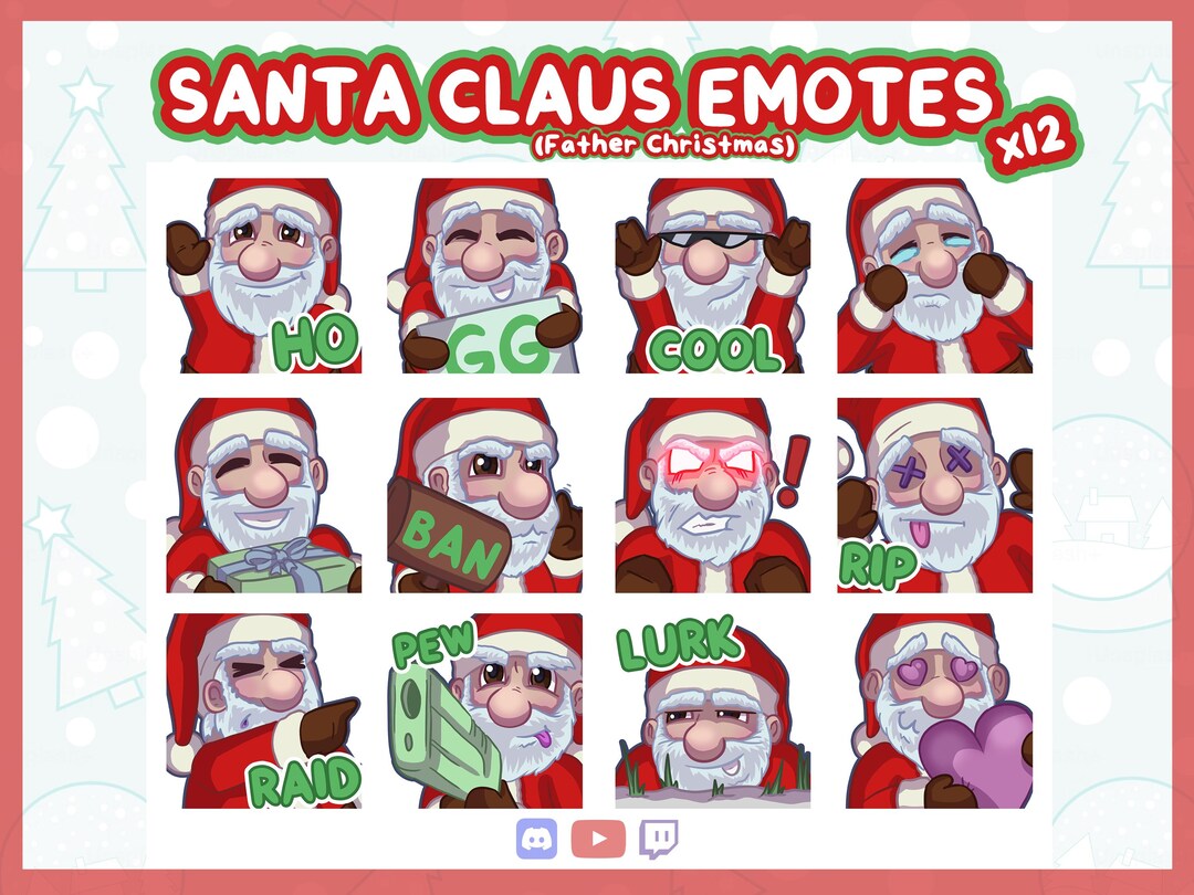 Santa Claus Emotes | Festive Father Christmas Emote Pack | 12 Fun ...