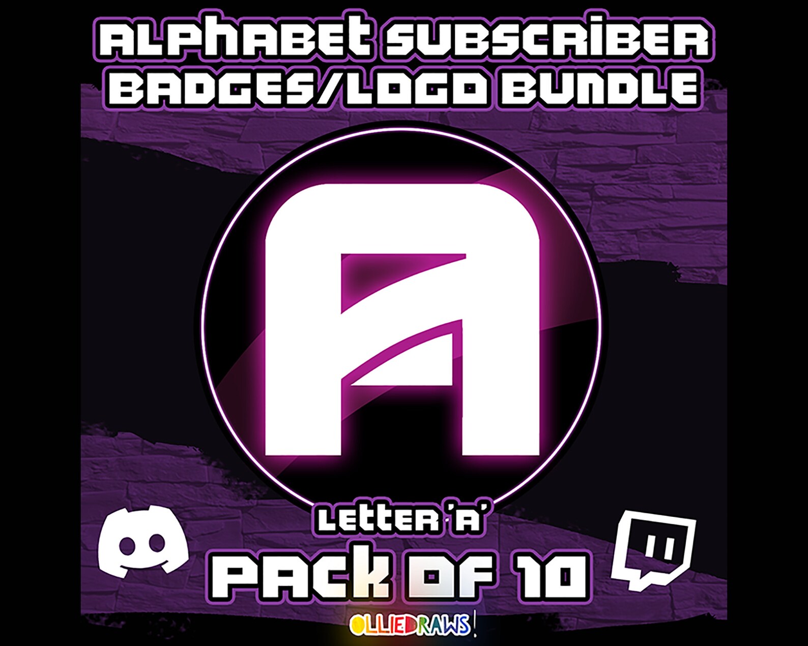Alphabet Logo/badge/emote Pack for Streamers and Subscribers Letter A ...