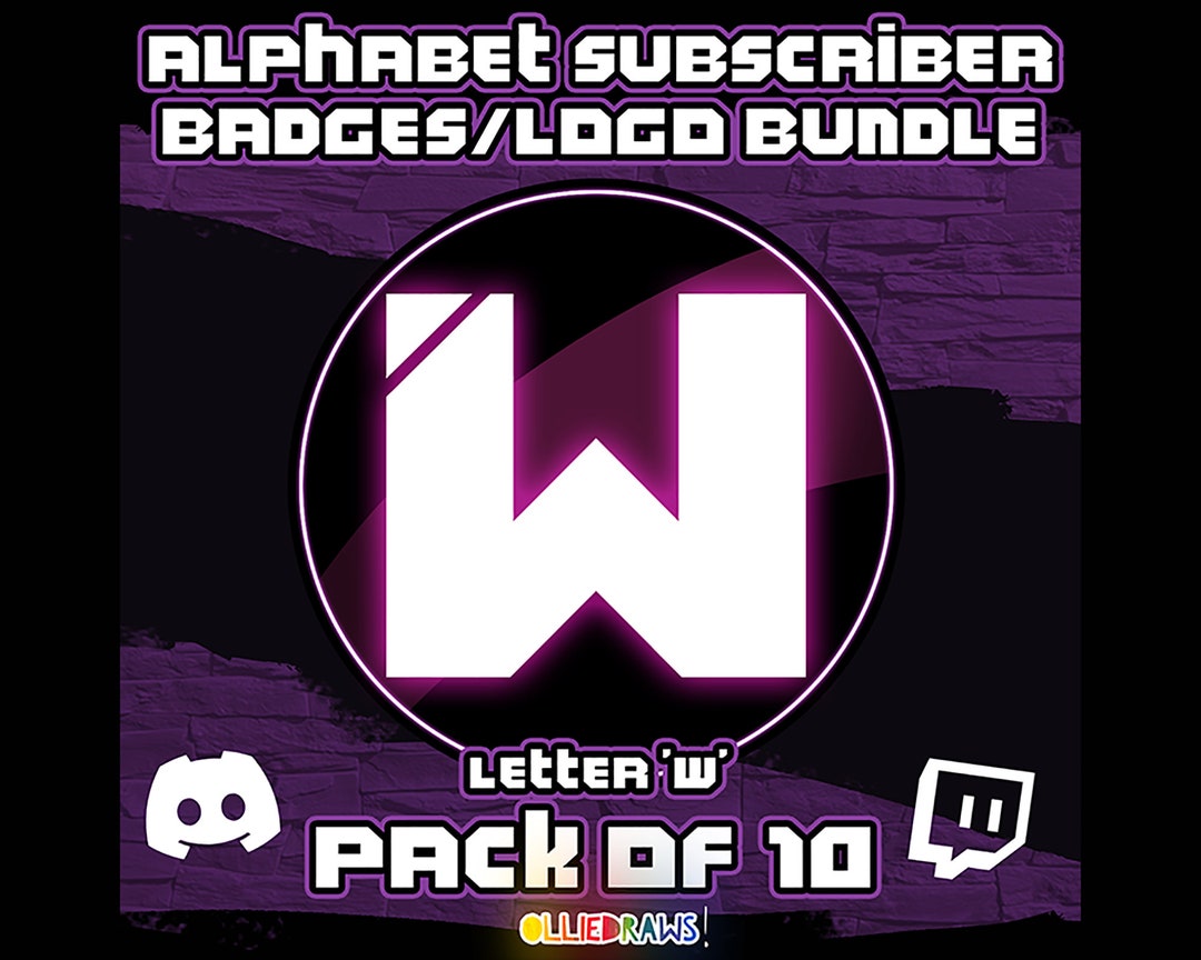 Alphabet Logo/badge/emote Pack for Streamers and Subscribers Letter W ...