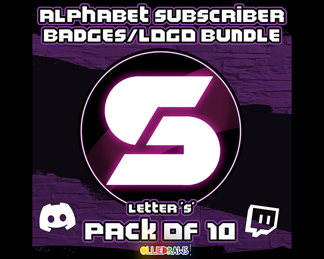 Alphabet Logo/badge/emote Pack for Streamers and Subscribers Letter S ...