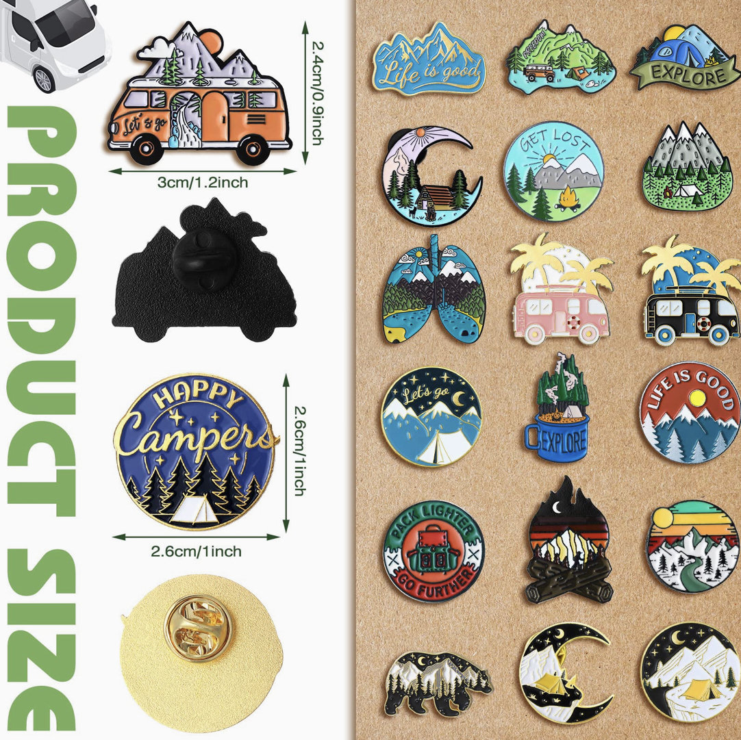 Outdoors Enamel Pins Camping Pins Nature Button Pins Vintage Lapel Pins ...