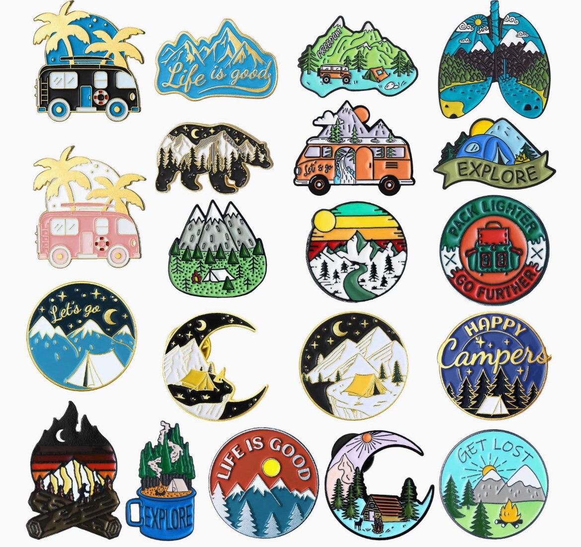 Outdoors Enamel Pins Camping Pins Nature Button Pins Vintage Lapel Pins ...