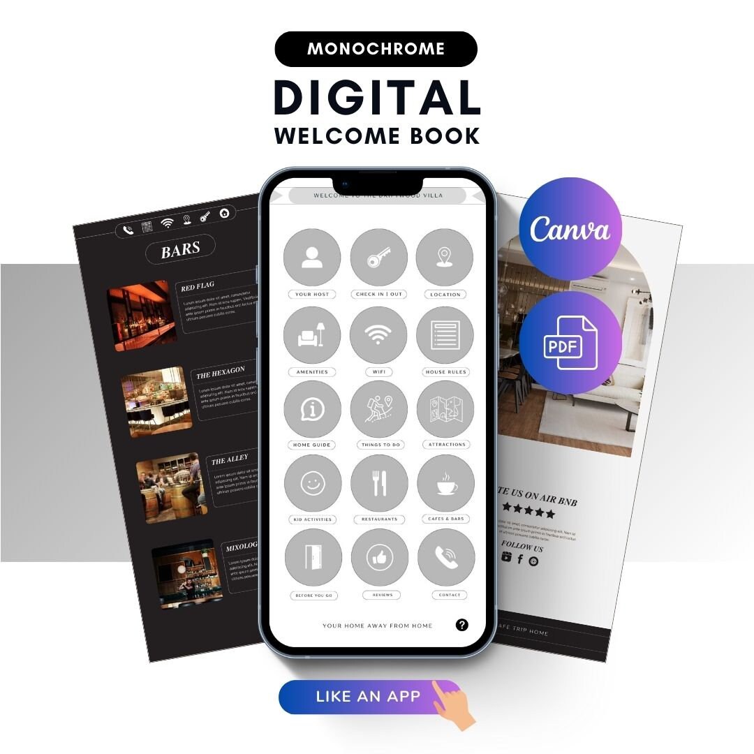 Monochrome Digital Welcome Book, Welcome Book Template, Interactive ...