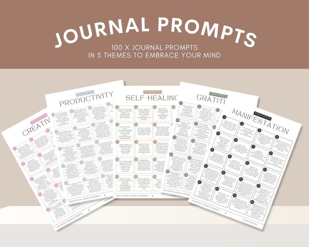 100 Journal Prompts, Daily Journaling, Therapy Tool, Journaling ...