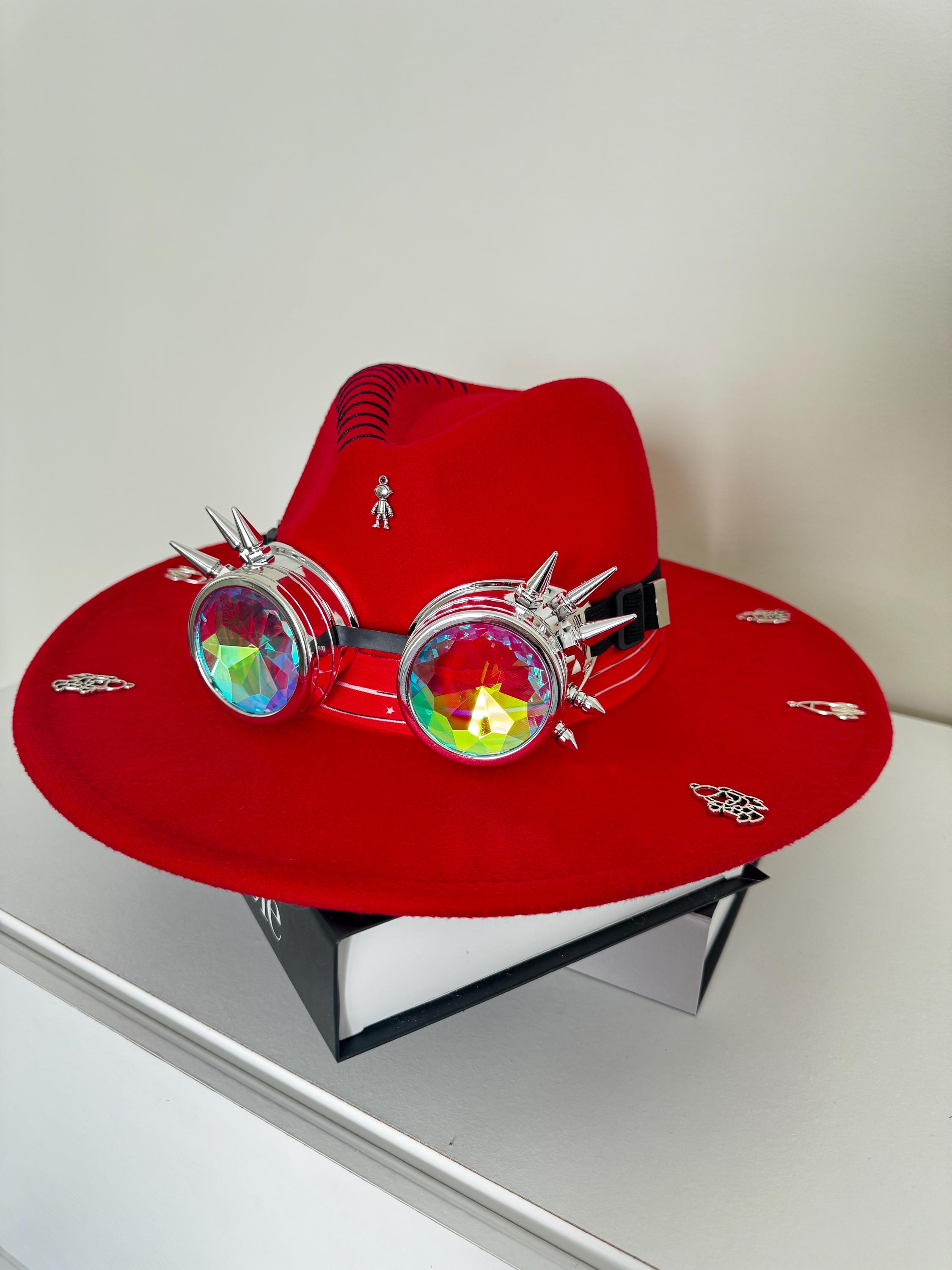 Space Red Fedora. Burning Man - Etsy