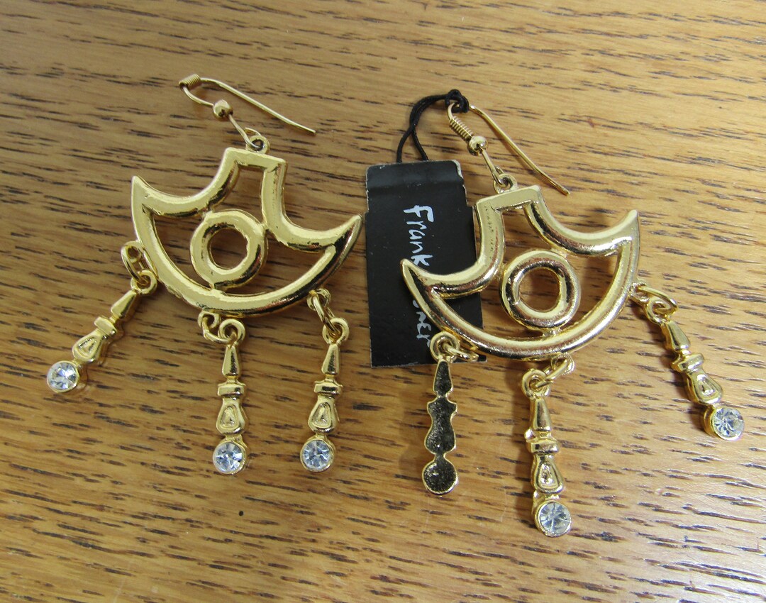 Frank Usher 18k Gold Plated Earrings, Frank Usher, Vintage Deadstock ...