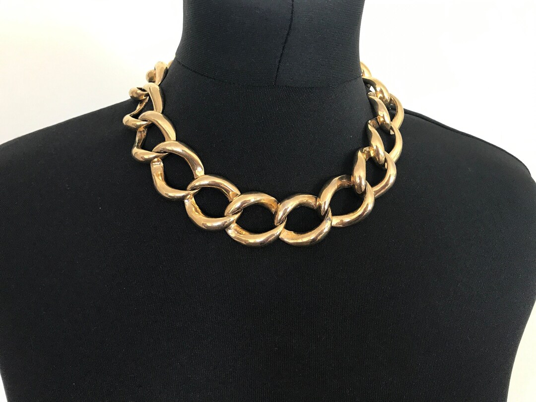 Butler and Wilson Gold Gilt Collar Necklace, Vintage Signed BW, Heavy ...