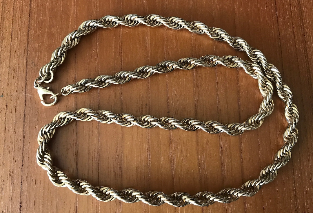 Vintage Chunky Twisted Rope Chain Necklace, 60s 70s, Opera 30" Length ...