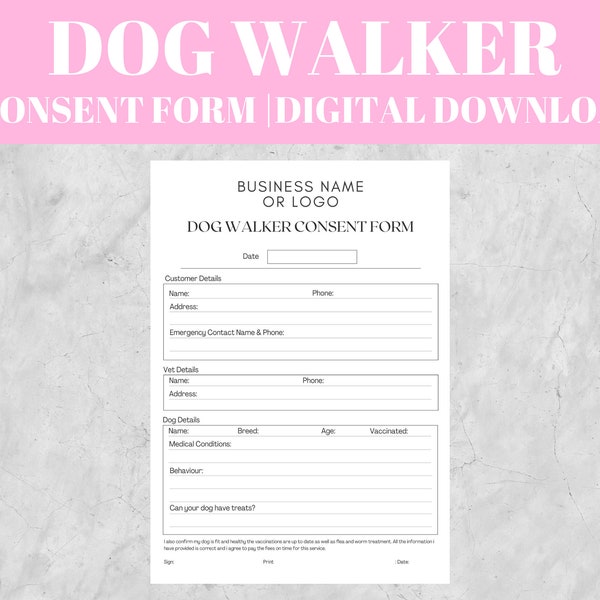 Dog Walking Forms - Etsy