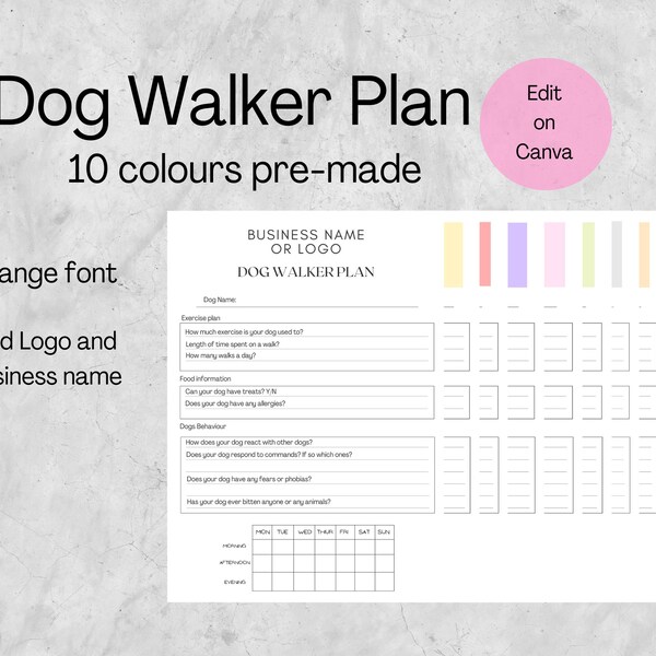 Dog Walking Client Form - Etsy