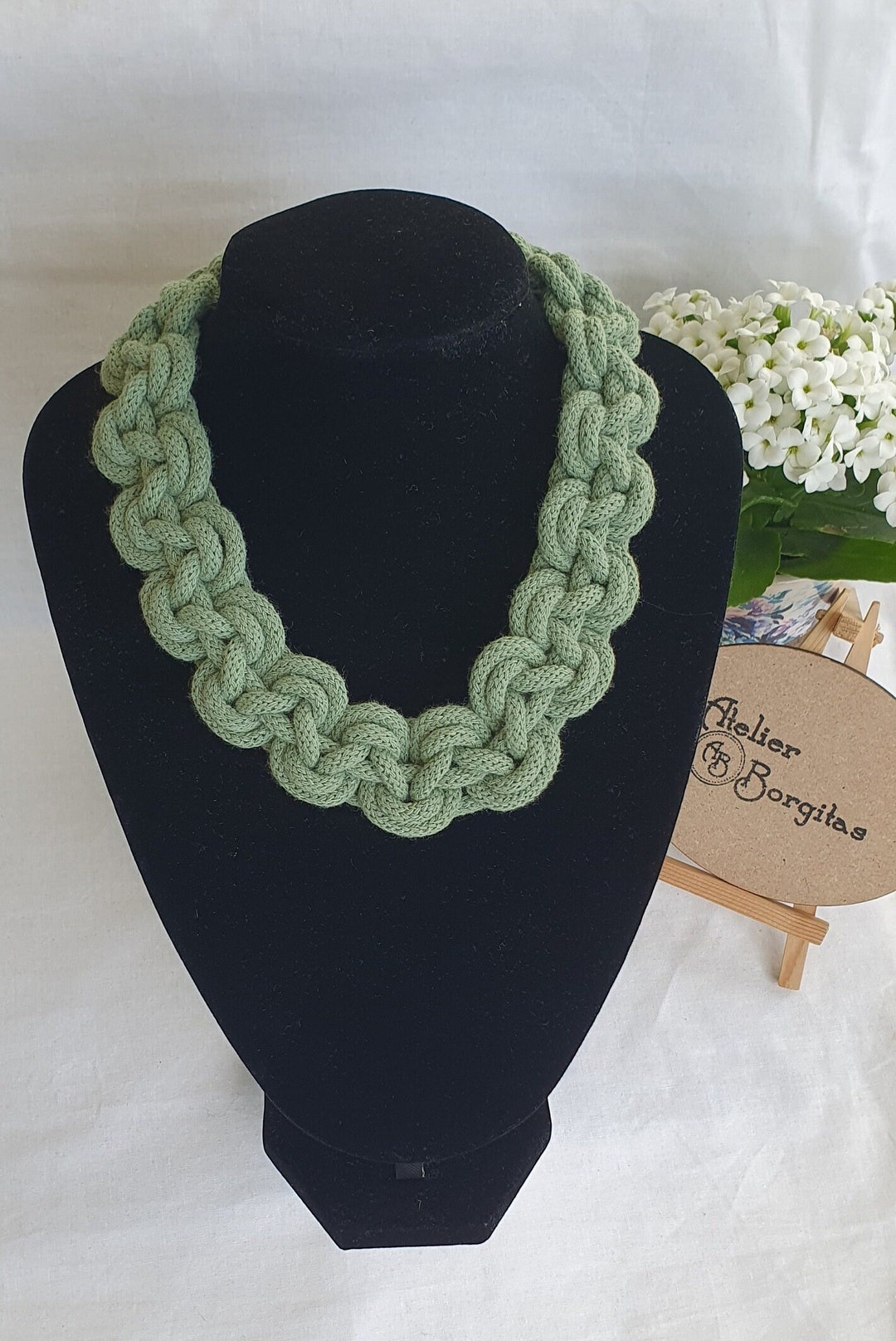 Colar De Corda ONDULADO Feito à Mão, Cordão De Algodão Reciclado, Joias ...