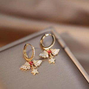Stunning Angle Wings Earrings, 14k Gold Plated Angle Wings Earrings - Etsy
