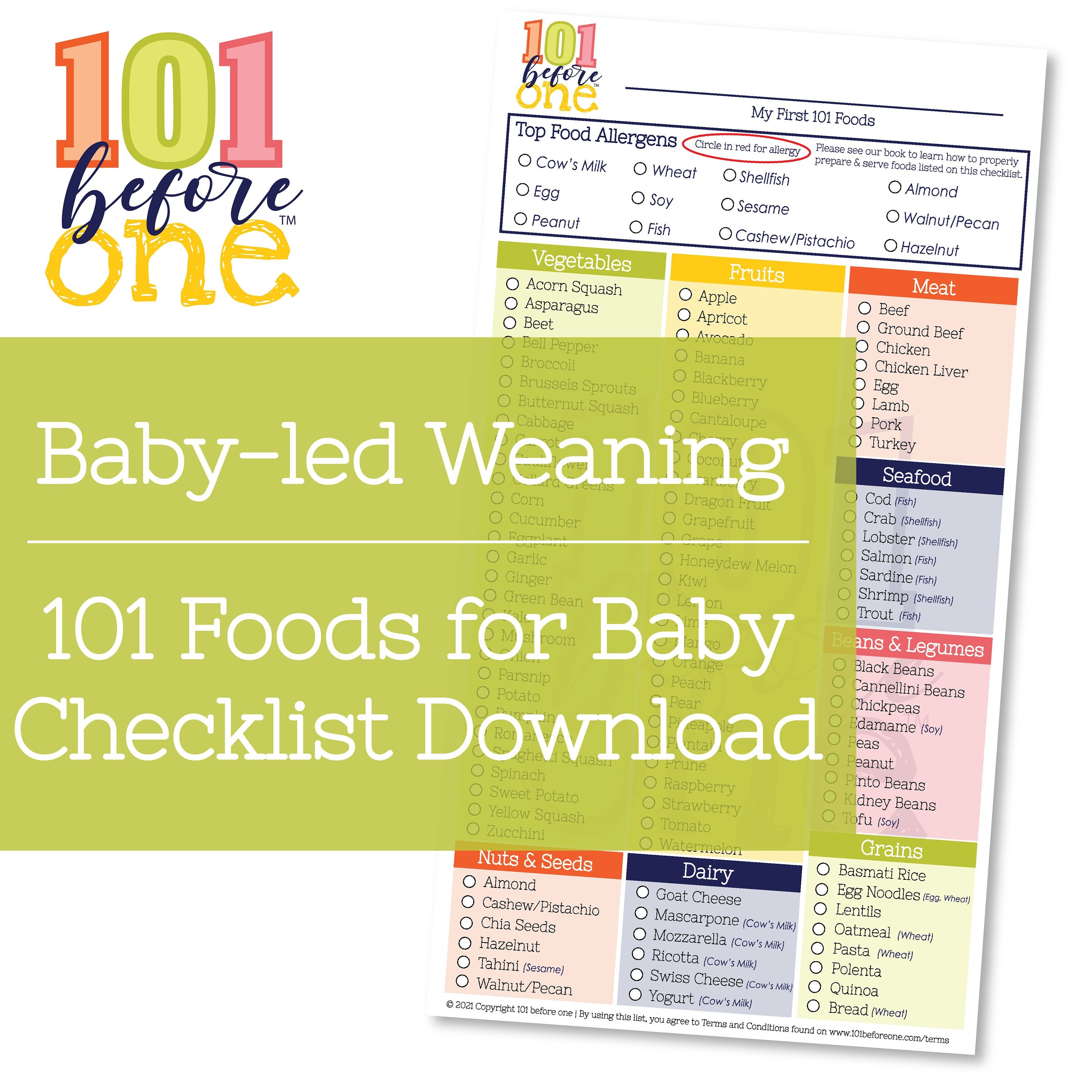Printable Baby Led Weaning Foods List PDF Download | Etsy