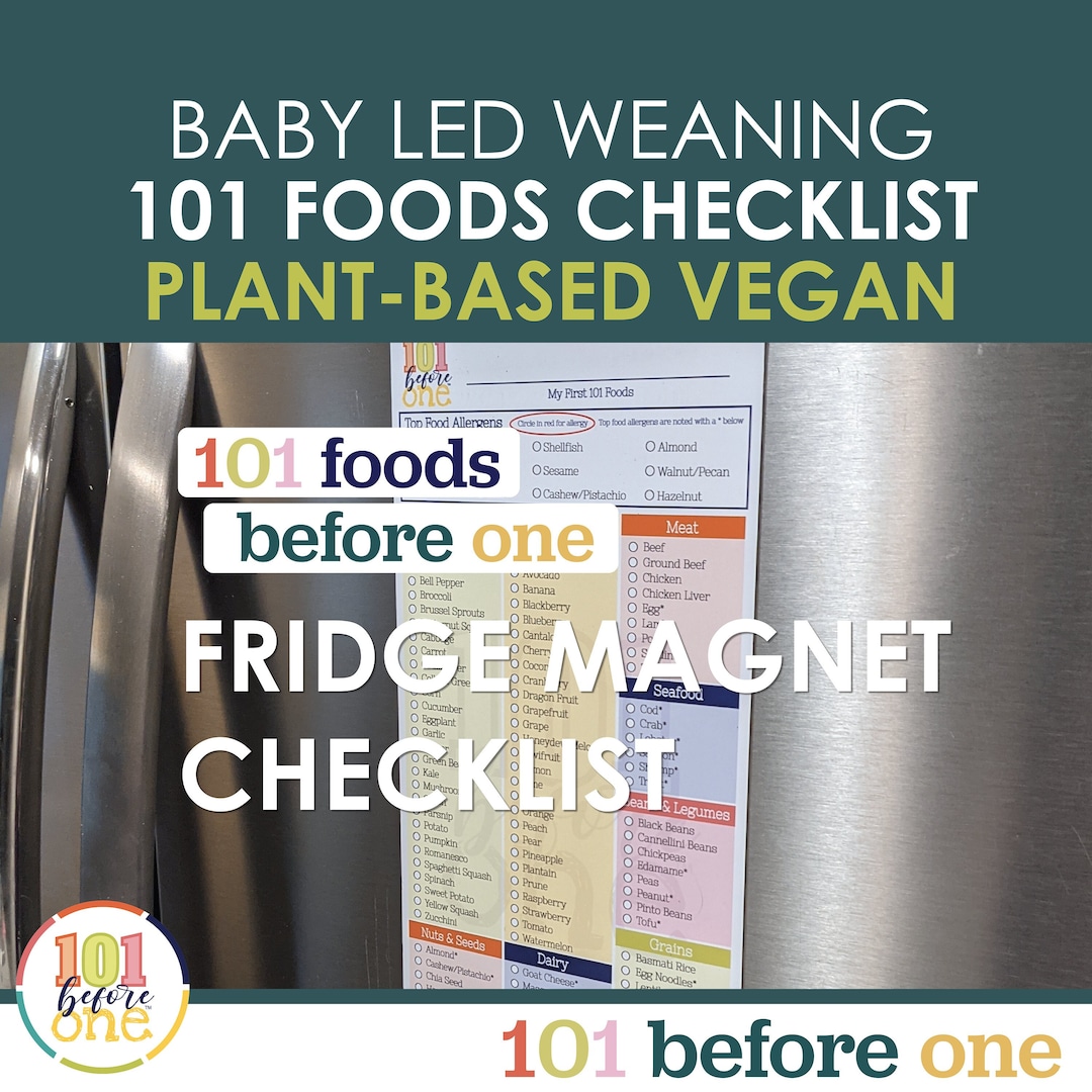 VEGAN PLANT-BASED Baby Led Weaning Foods Checklist Fridge Magnet From ...