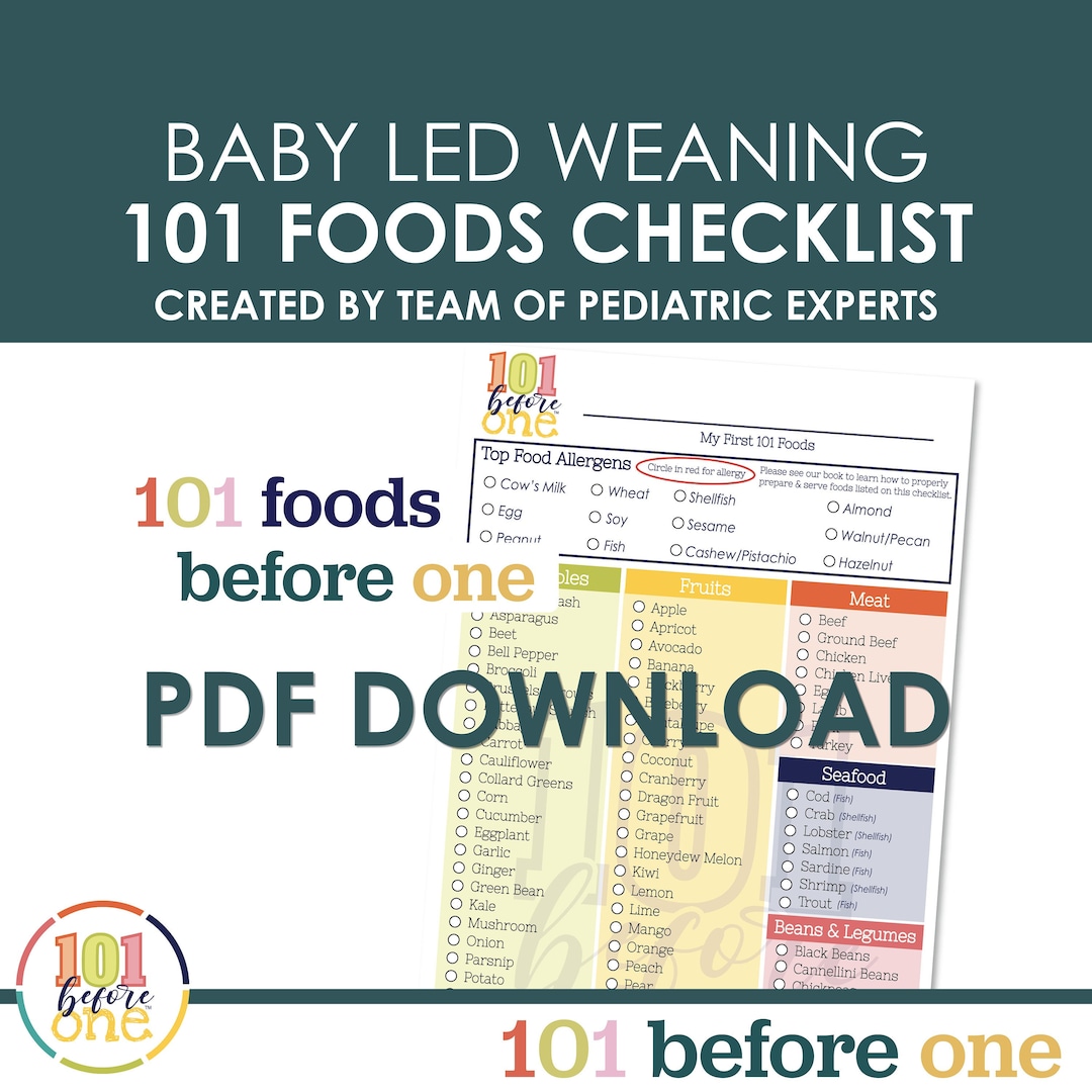 101 Food Checklist PDF Download for Baby Led Weaning From 101 Before ...