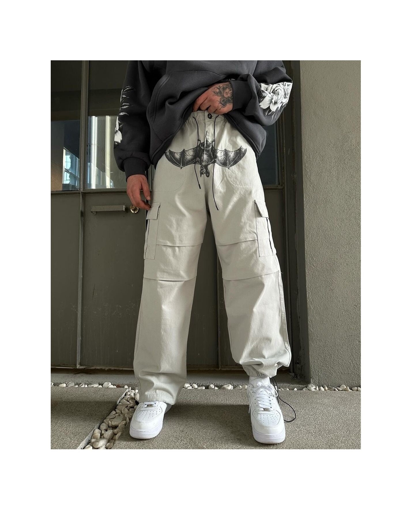 Y2K Bat Print Cargo Pants Baggy Style Pants Harajuku Goth - Etsy