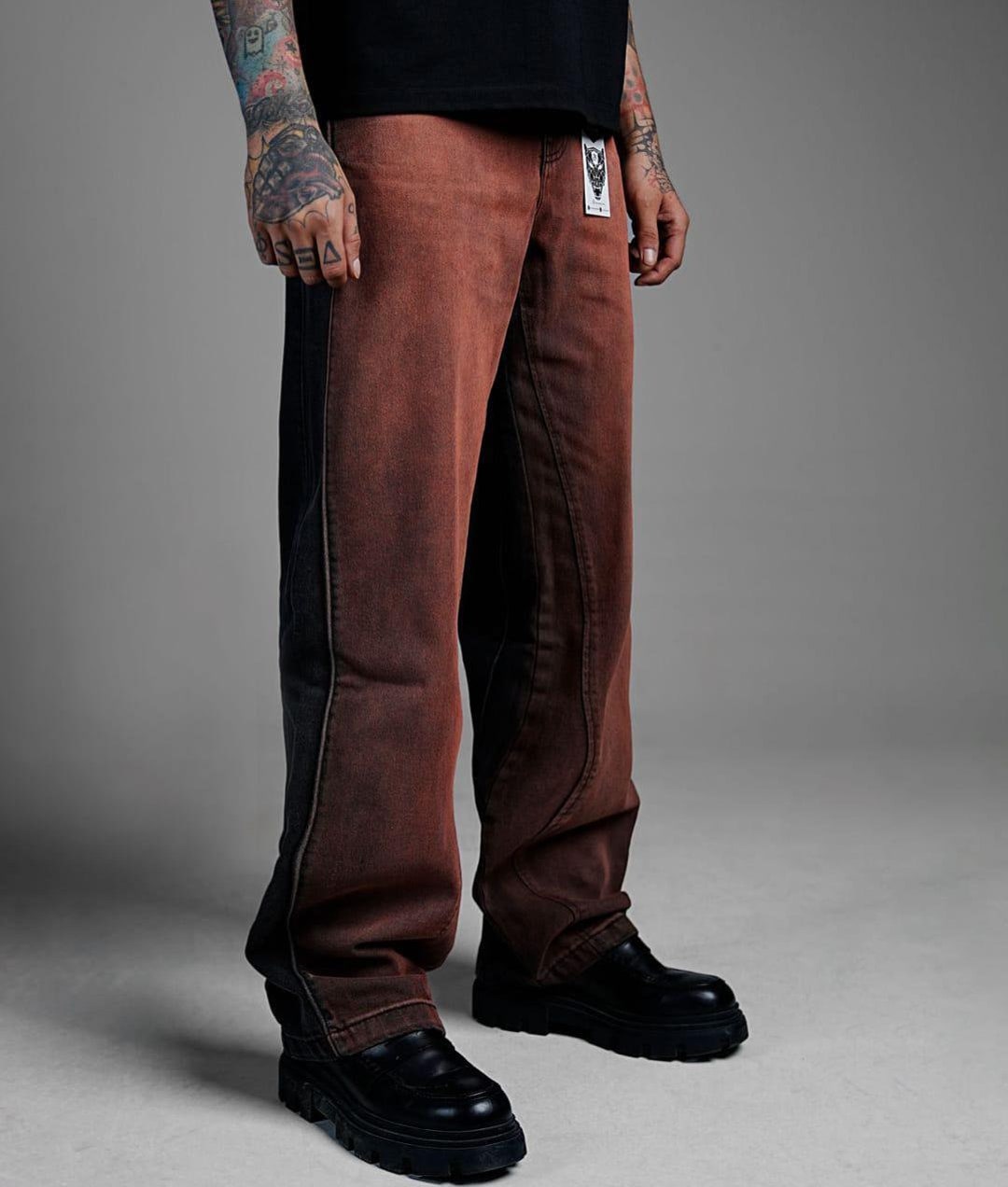 Two-tone Oversized Jeans – Streetwear Style Relaxed Wide-leg Fit ...