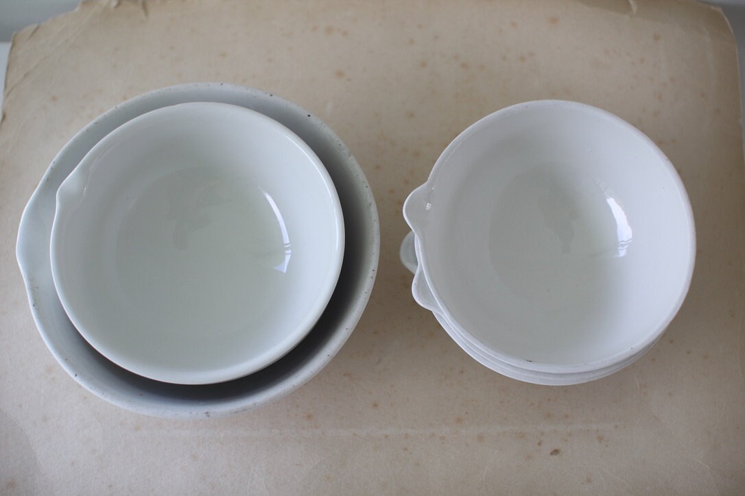 Set of 6 Vintage German Laboratory Porcelain Bowls ,evaporating Dishes ...
