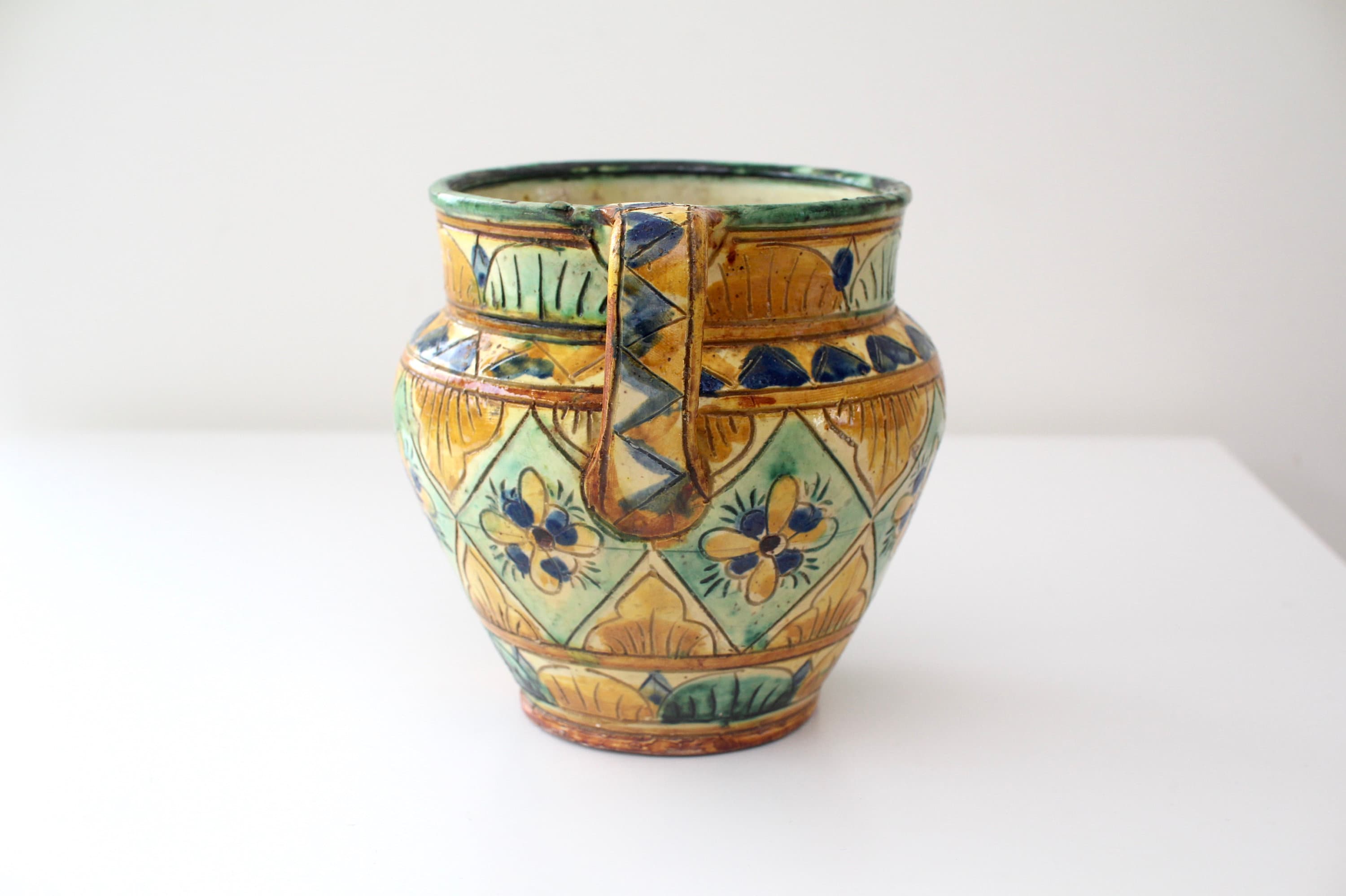 Antique Hand Painted Italian Ceramic Water Jug Rabbit - Etsy