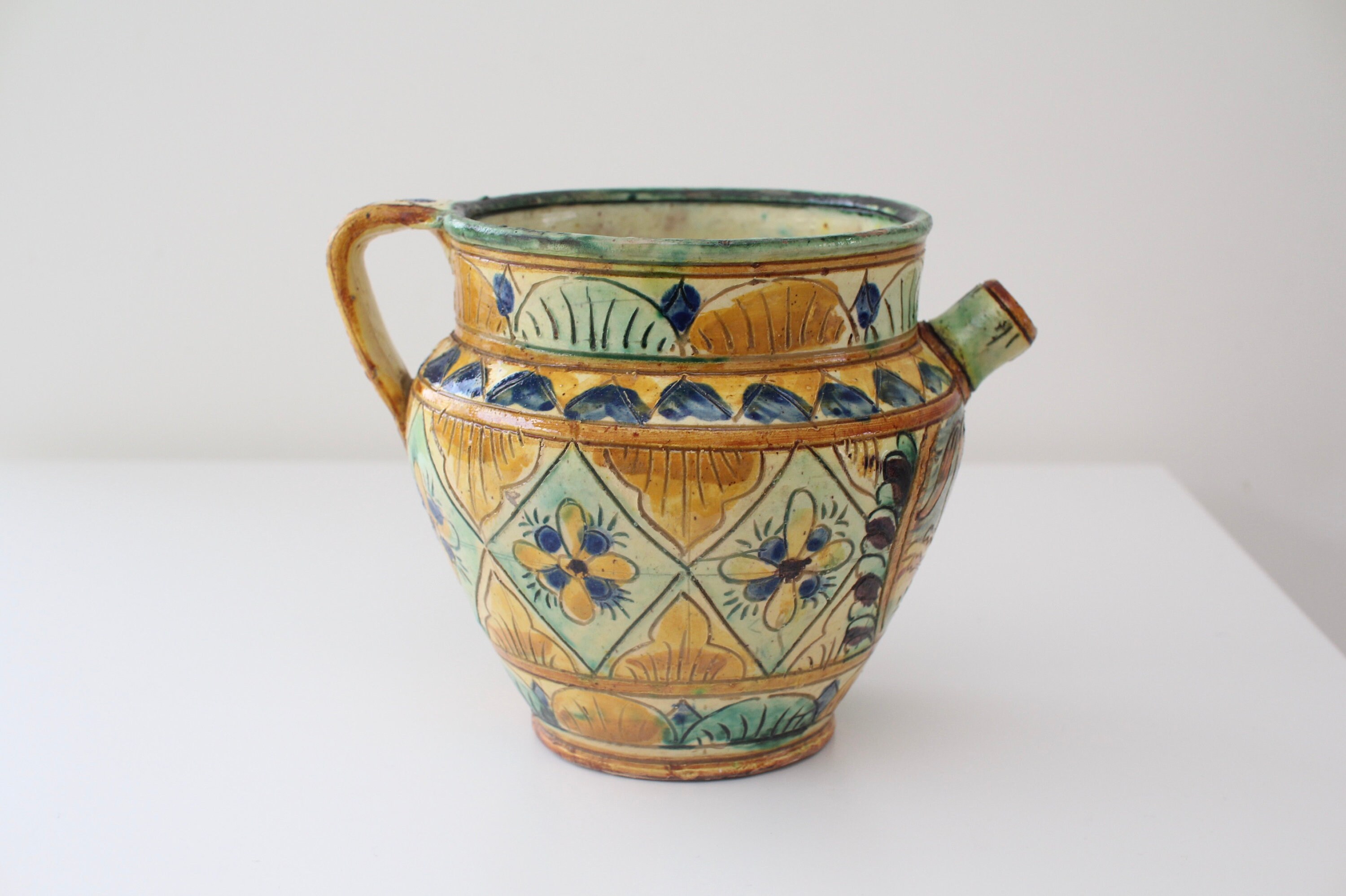 Antique Hand Painted Italian Ceramic Water Jug Rabbit - Etsy