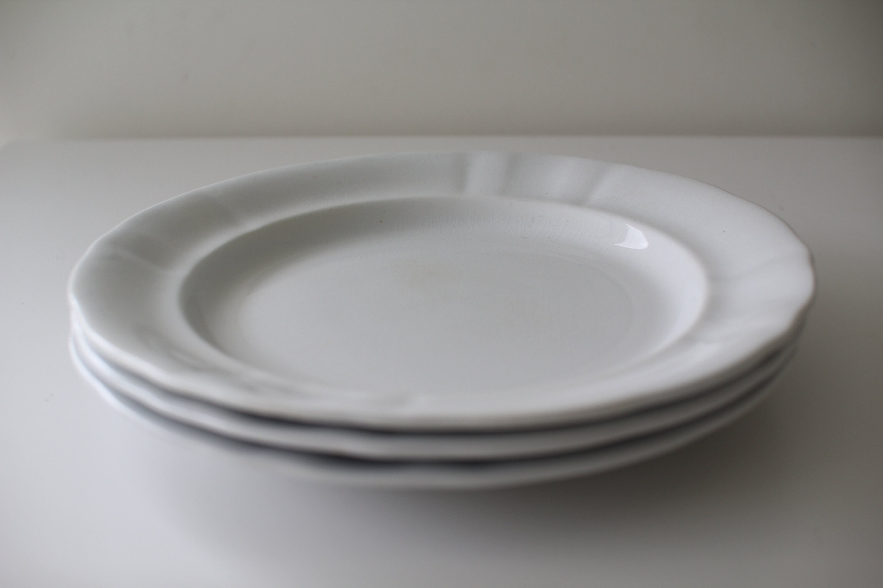Set of 3 Antique Dutch Ironstone Plates/ White Ironstone - Etsy