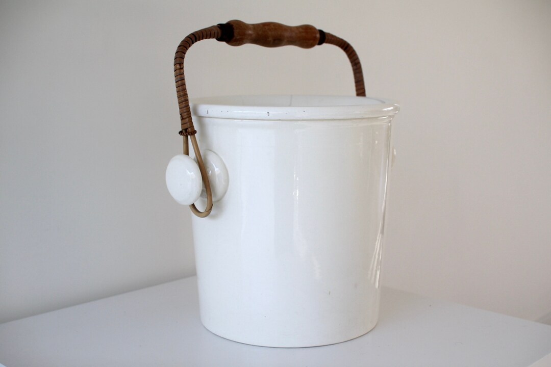Antique Dutch Ironstone off White Slop Bucket With Original Wicker ...