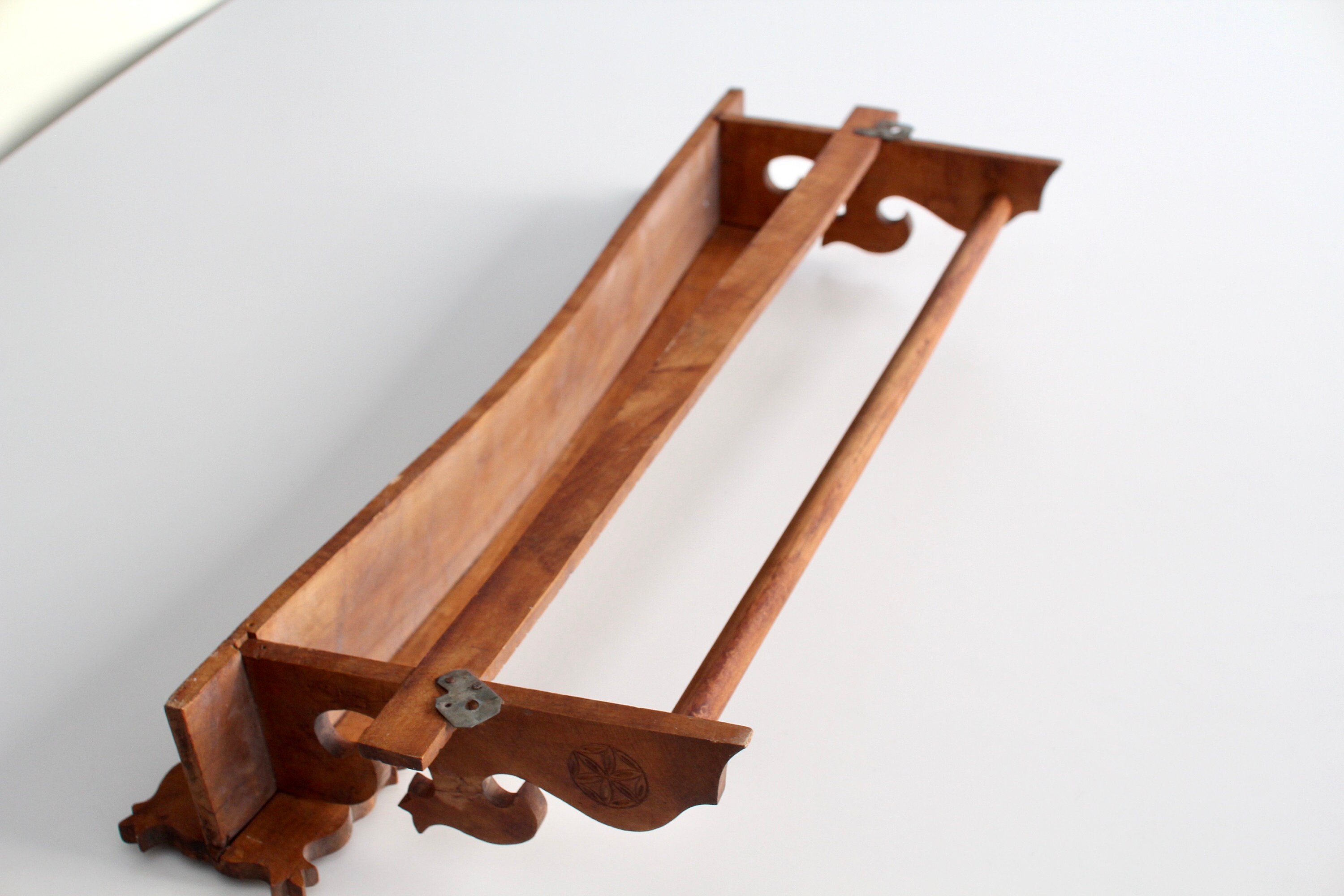 Antique Tea Towel Rack/farmhouse Kitchen Wall Hanger Shelf/ Country ...