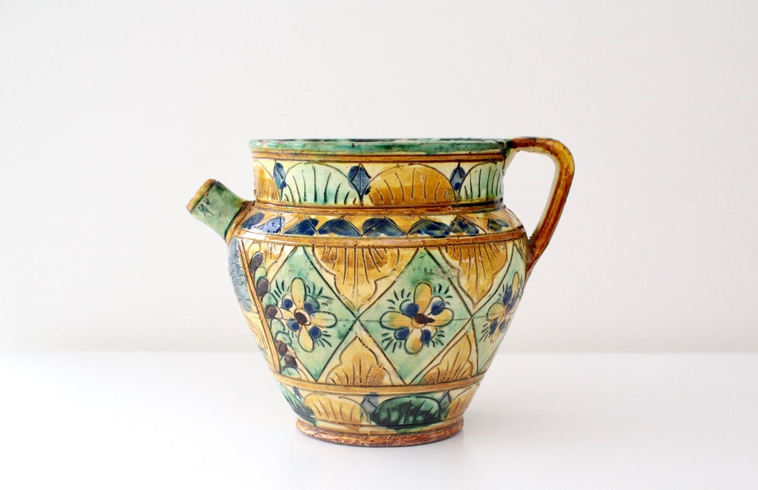 Antique Hand Painted Italian Ceramic Water Jug, Rabbit Figure,italian ...