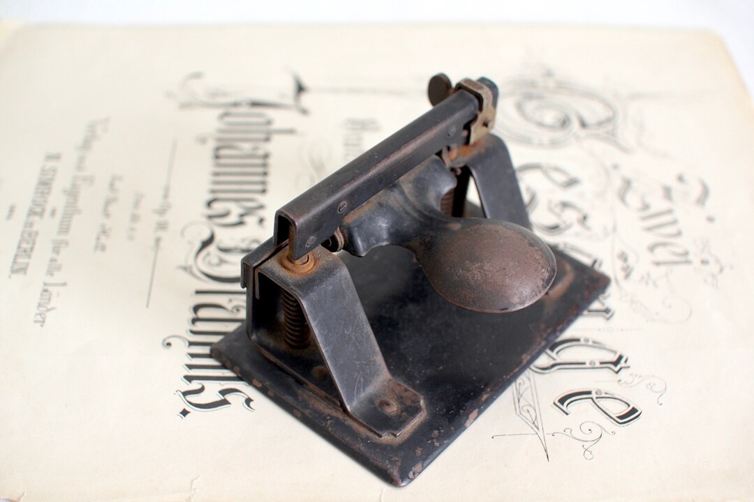Antique Two Hole Punch/ Rustic Paper Puncher / Antique Metal Perforator ...