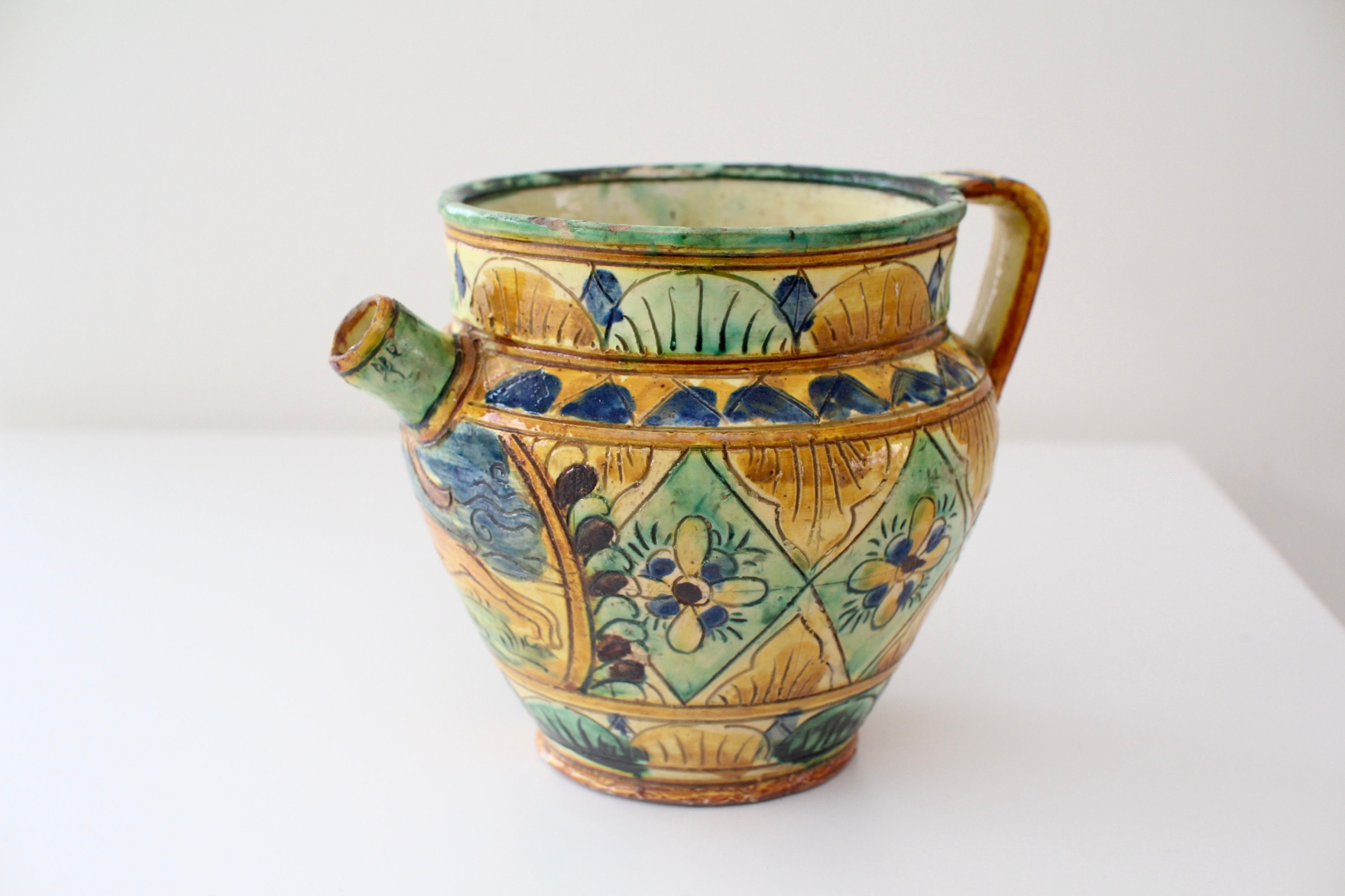 Antique Hand Painted Italian Ceramic Water Jug Rabbit - Etsy