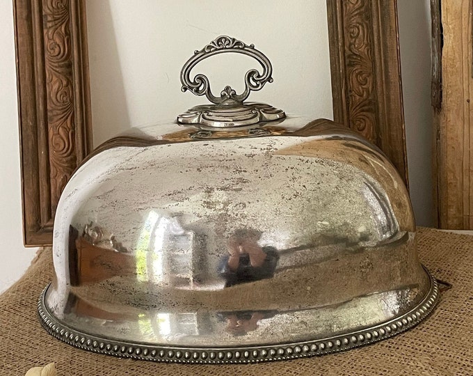 Vintage Silverplate Food Cloche / Meat Dome (oval Dish Cover; Aged ...