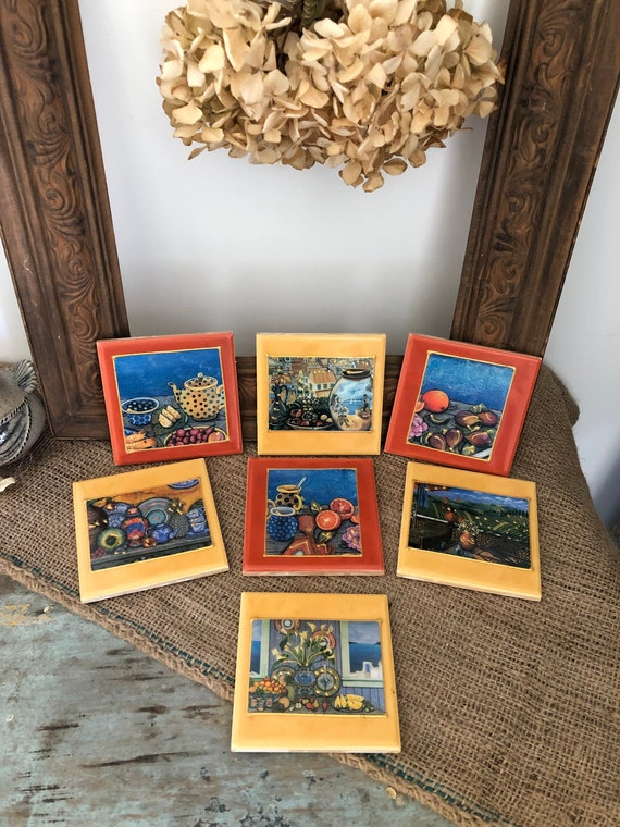 Italian Tile Coasters vintage Tiles Made in Italy Amalfi | Etsy