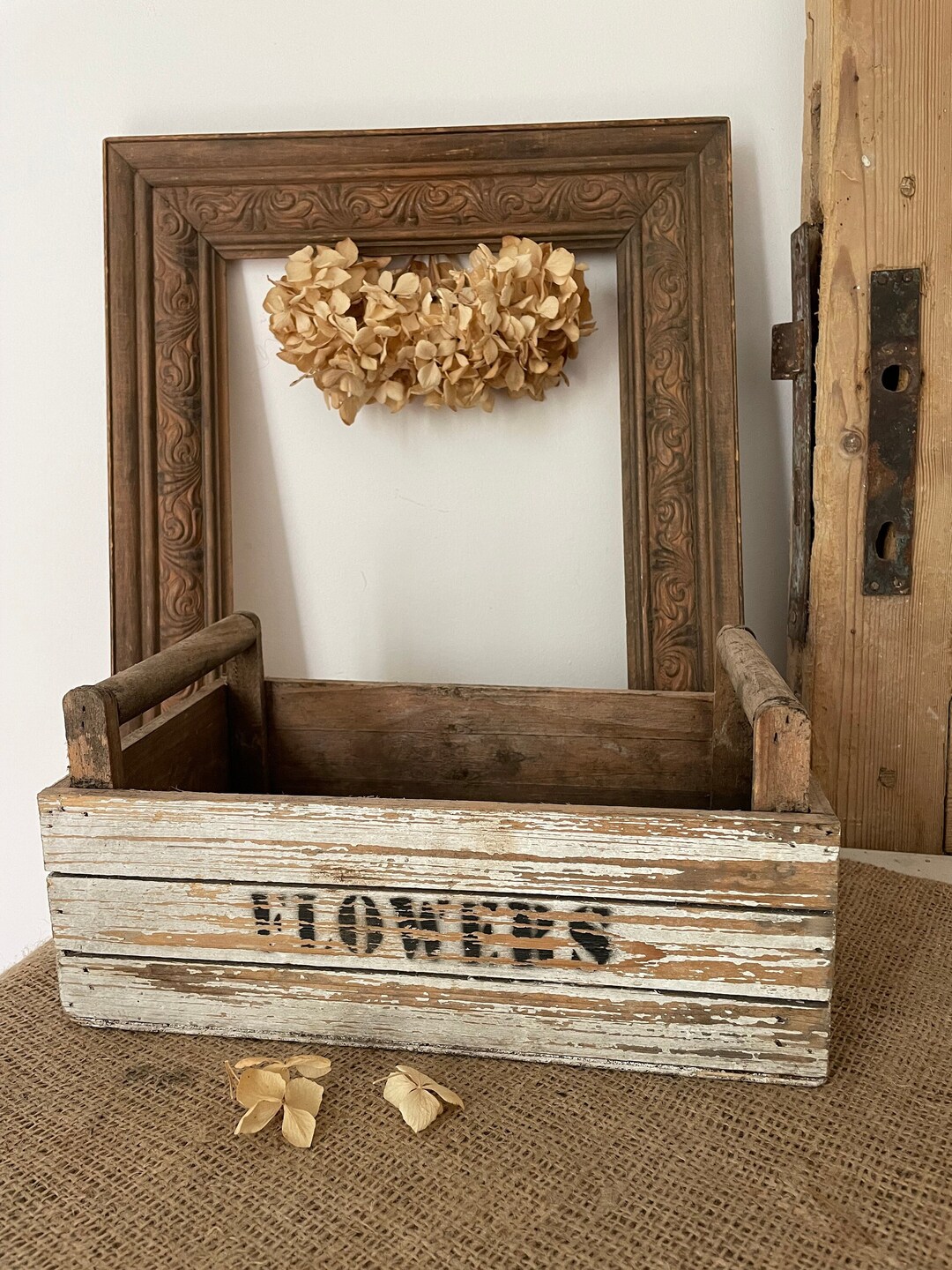 Chippy Wooden Flower Box Crate With Handles shabby Chic Garden Décor ...