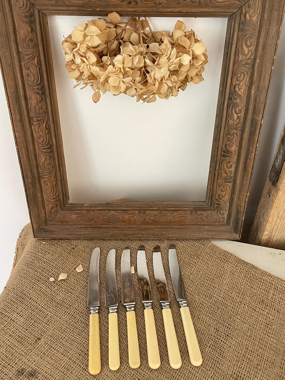 Vintage Bone Handled Table Knives set of 6 X Sheffield, Grosvenor ...