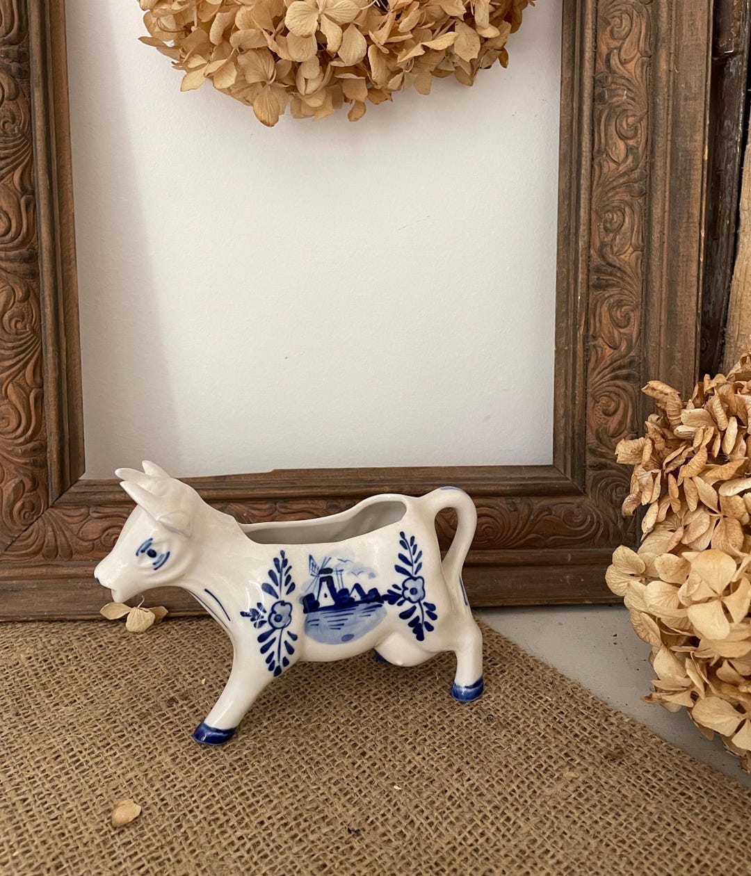 Vintage Delfts Blue Cow Milk Jug (dutch Porcelain; Hand Painted Blue ...