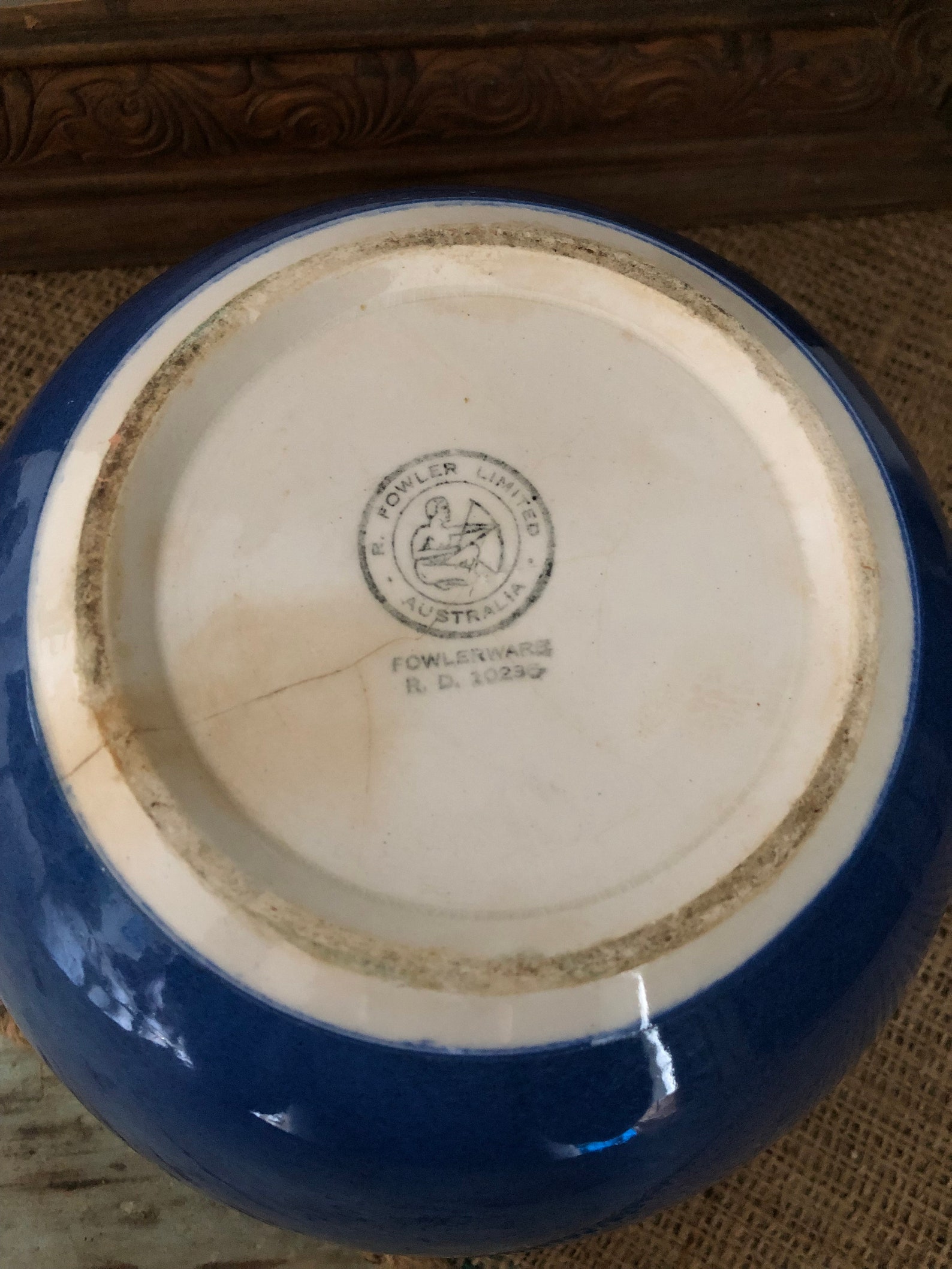 Vintage Fowler Ware Blue & White Mixing Bowl made in - Etsy