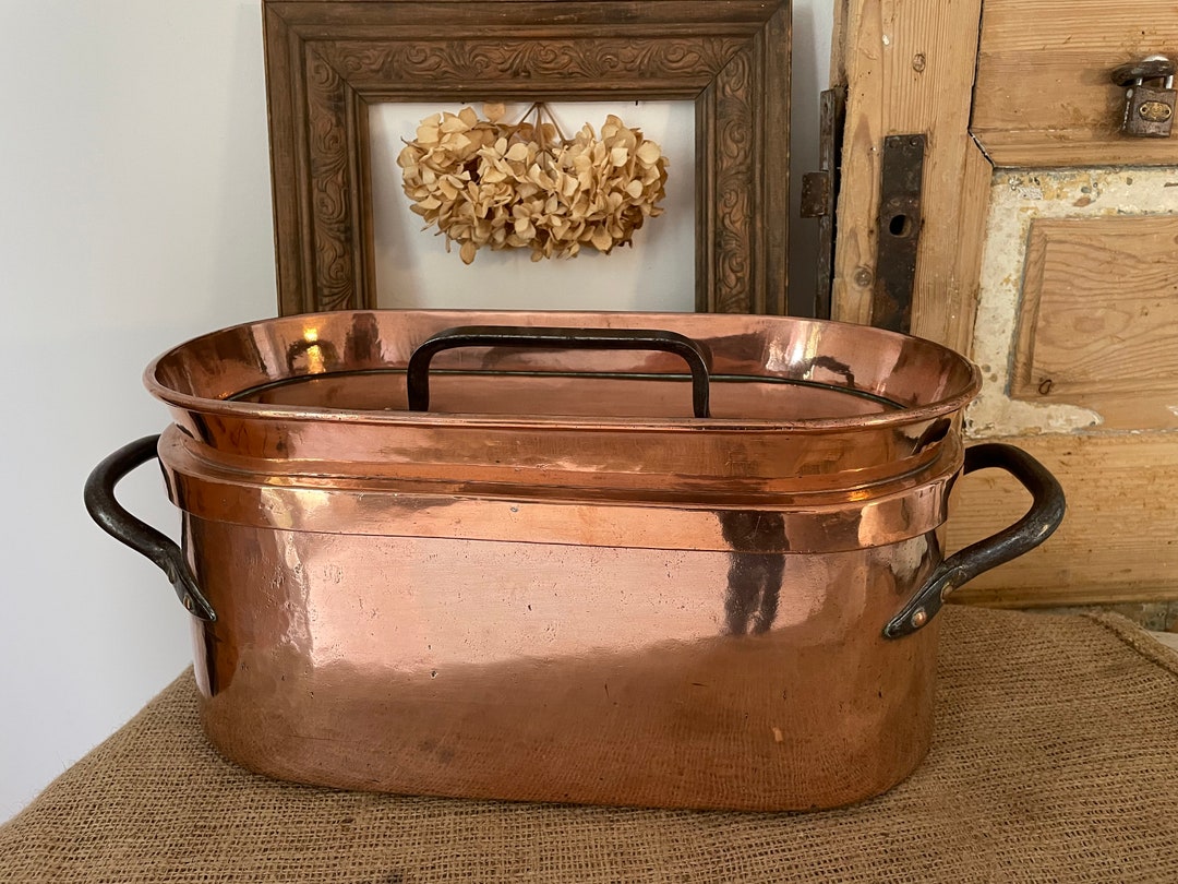 Antique French Copper Daubiere / Fish Poacher / Poissonniere (large ...