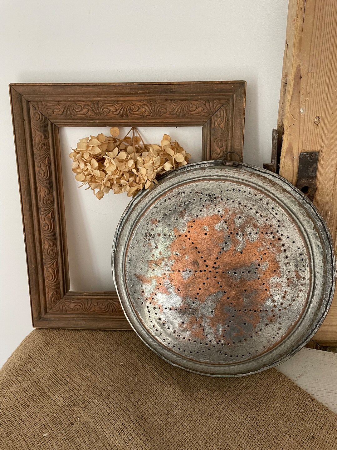 Antique Copper Colander: 19thc Rustic Farmhouse Kitchen Wall Decor - Etsy