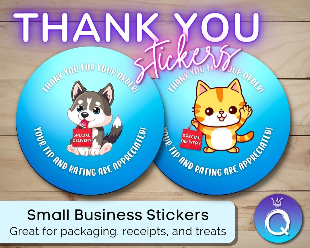 Cute Thank You Stickers for Gig Workers, Small Business Stickers, Dog ...