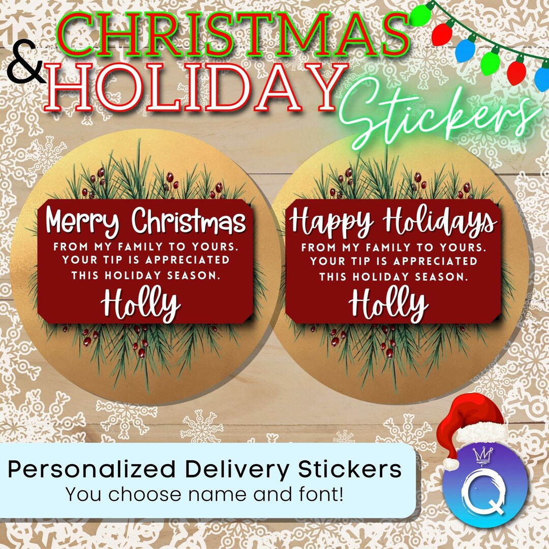 Christmas/holiday Delivery Stickers for Gig Workers Custom Personalized ...