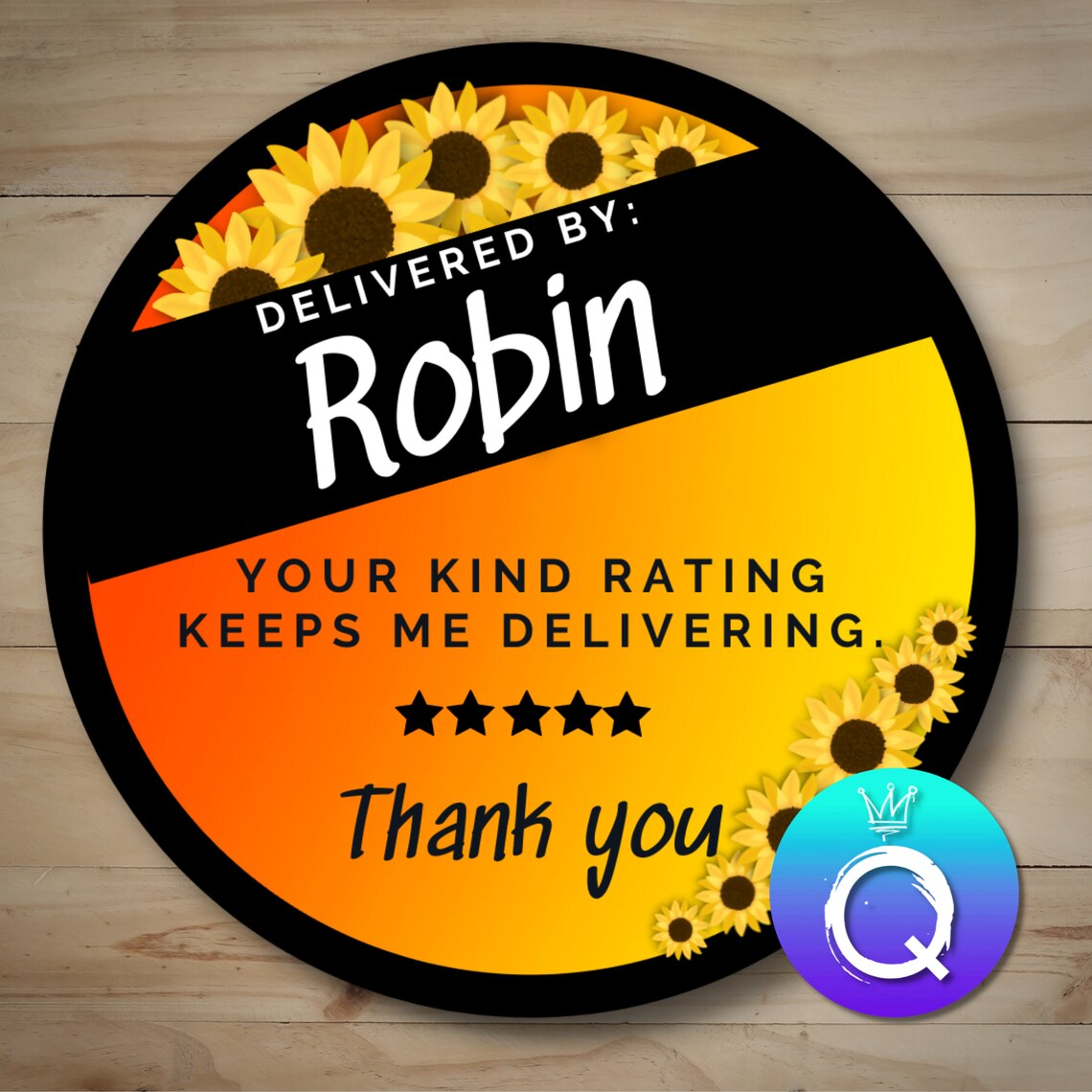 Sunflower Delivery Stickers for Gig Workers Custom | Etsy