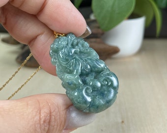 Jade Tiger Pendant Necklace, Year of the Tiger, Chinese Zodiac Charm ...