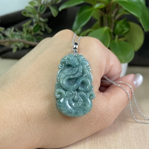 Real Jade Snake Necklace, Year of the Serpent Pendant, Chinese Zodiac ...