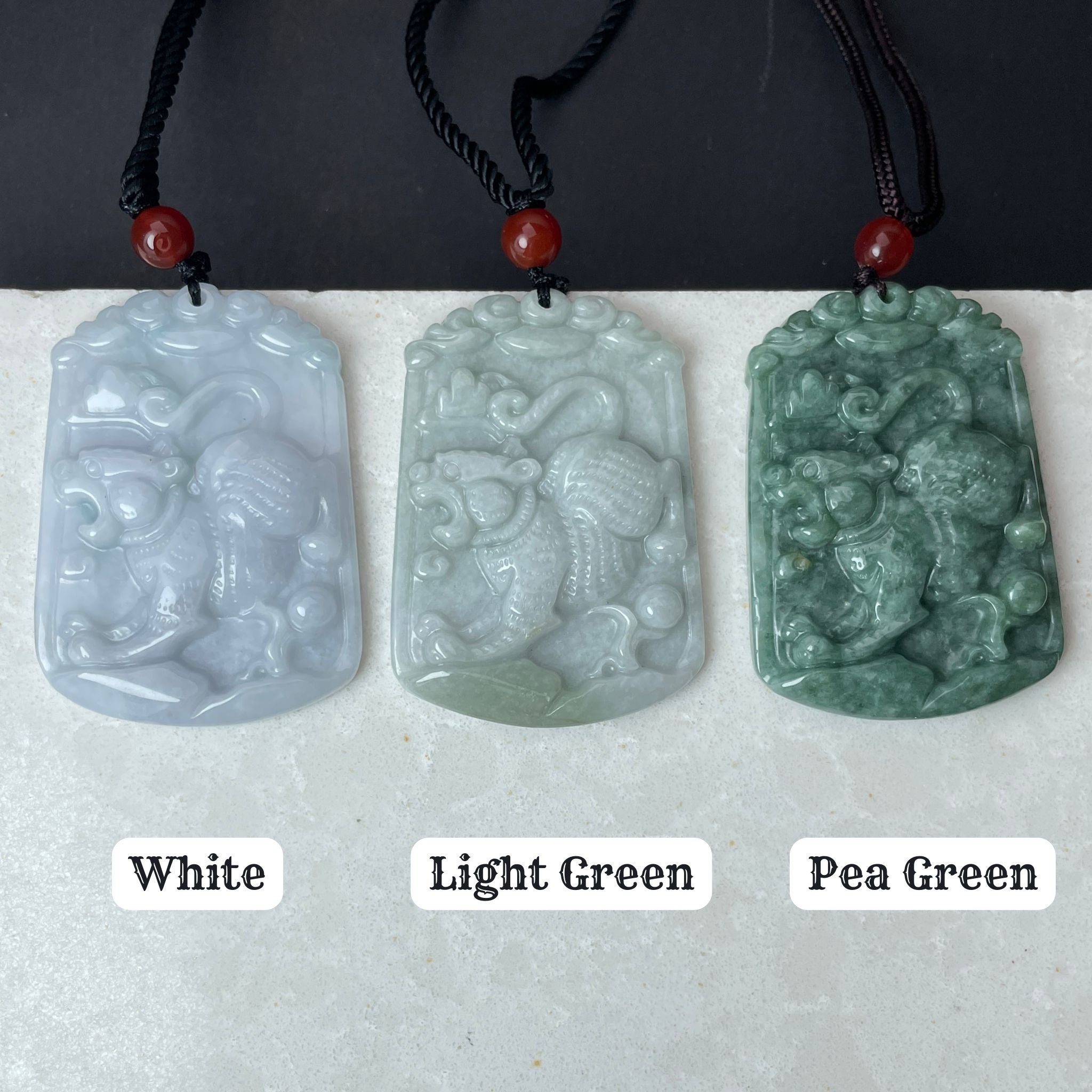 Real Jade Tiger Necklace Chinese Zodiac Year of Tiger Charm - Etsy