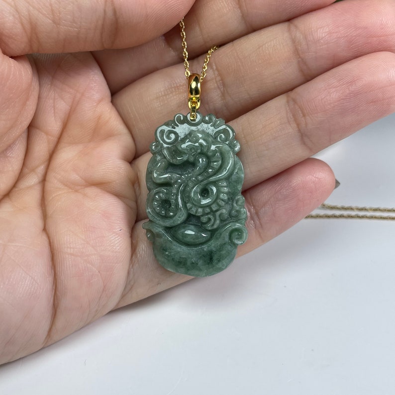 Jade Snake Pendant Necklace, Year of the Snake 2025, Chinese Zodiac ...