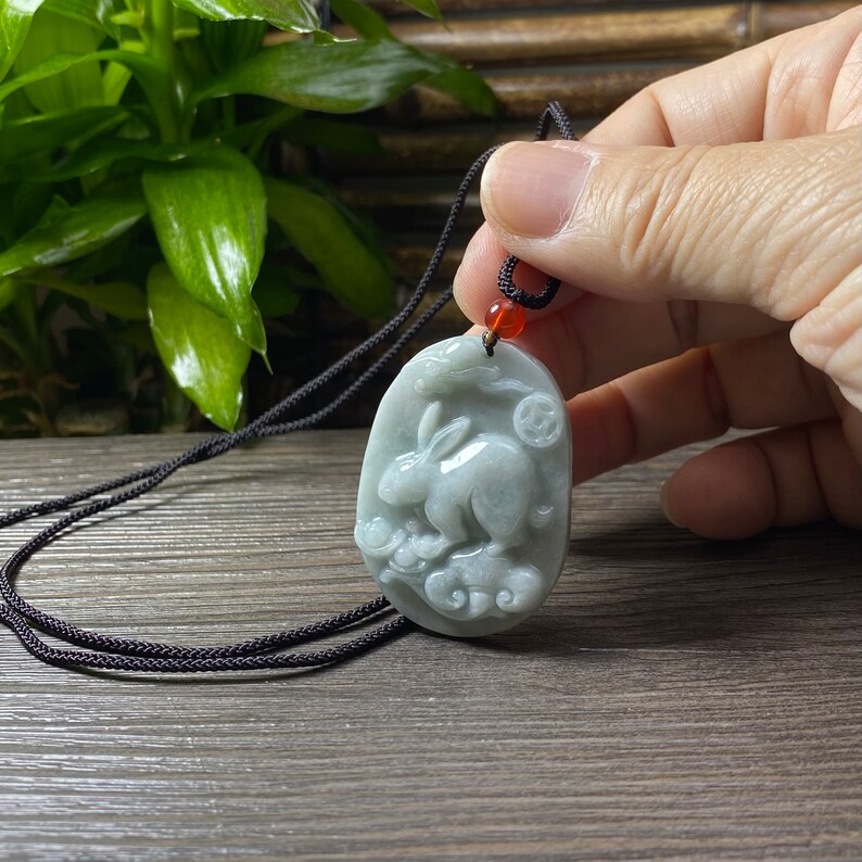 Year of the Rabbit 2023, Real White Jade Bunny Amulet, Chinese Zodiac ...