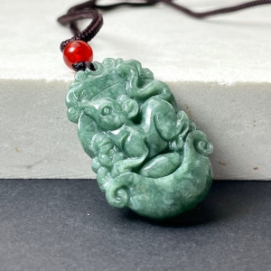 Real Green Jade Rat Necklace, Personalized Engraved Named Pendant ...