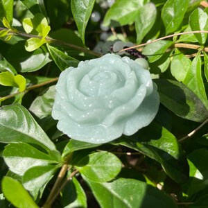 Real Jade Flower Rose Necklace, Light Green Plant Floral Pendant Charm ...