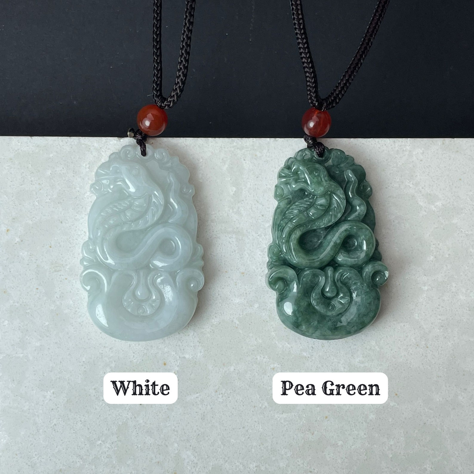 Real Green Jade Snake Necklace Chinese Zodiac Year of Snake - Etsy